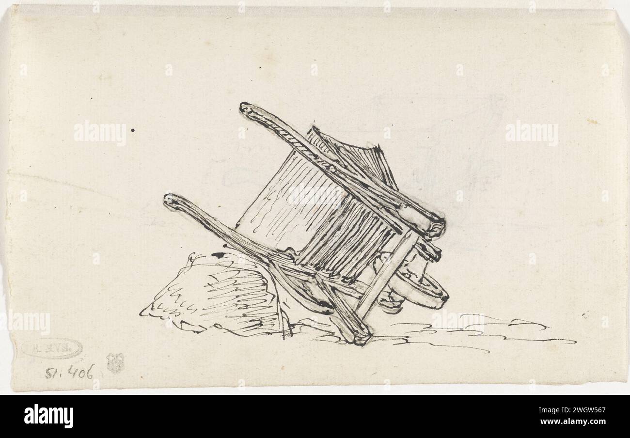 Wheelbarrow, lying against a stone, Pieter Bartholomeusz. Barbiers ...