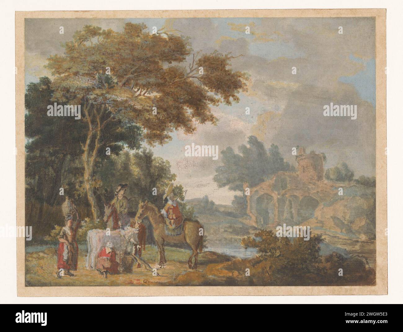 Travelers and landmen in a landscape with antique ruins, Anonymous ...