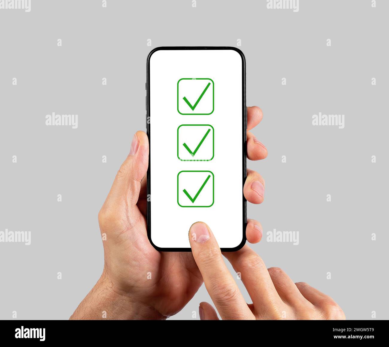 Online poll, survey, test on mobile phone screen. Passing questionnaire ...