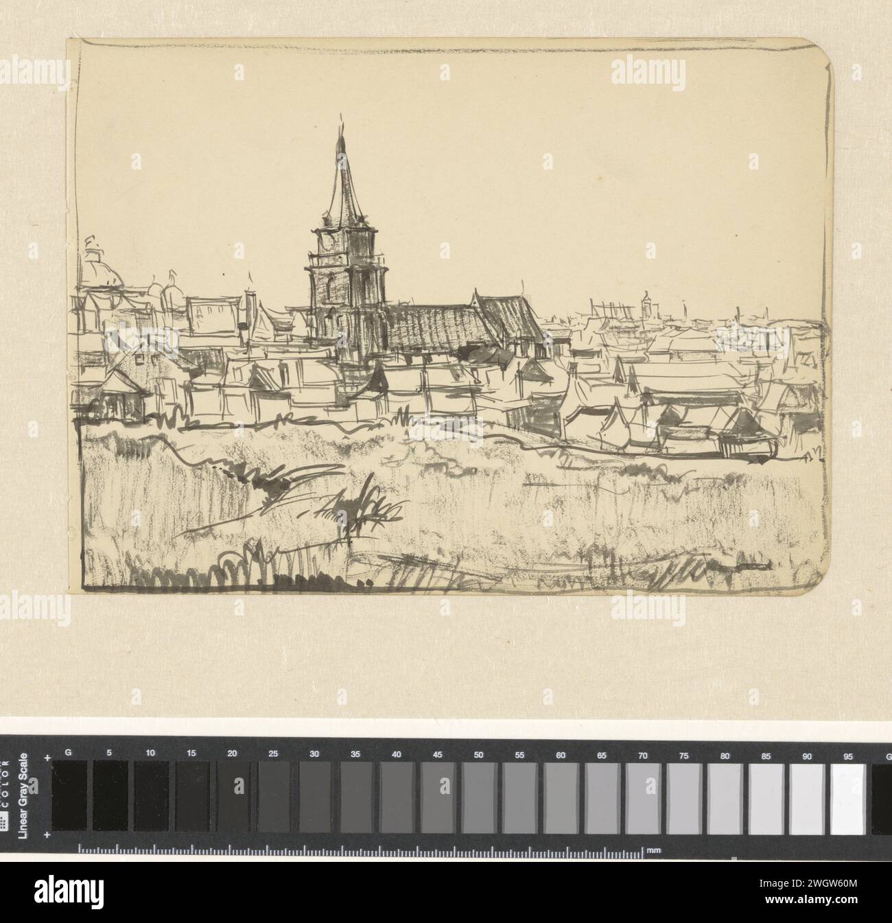 View of the church in the midst of Lage Houses in Scheveningen, Dick ...