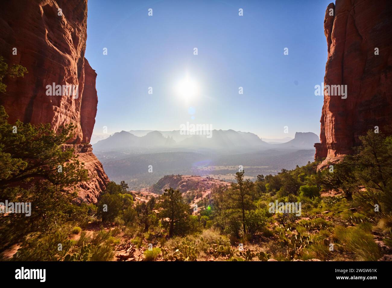 Sedona Red Rock Cliffs and Desert Vegetation under Blue Sky Stock Photo ...