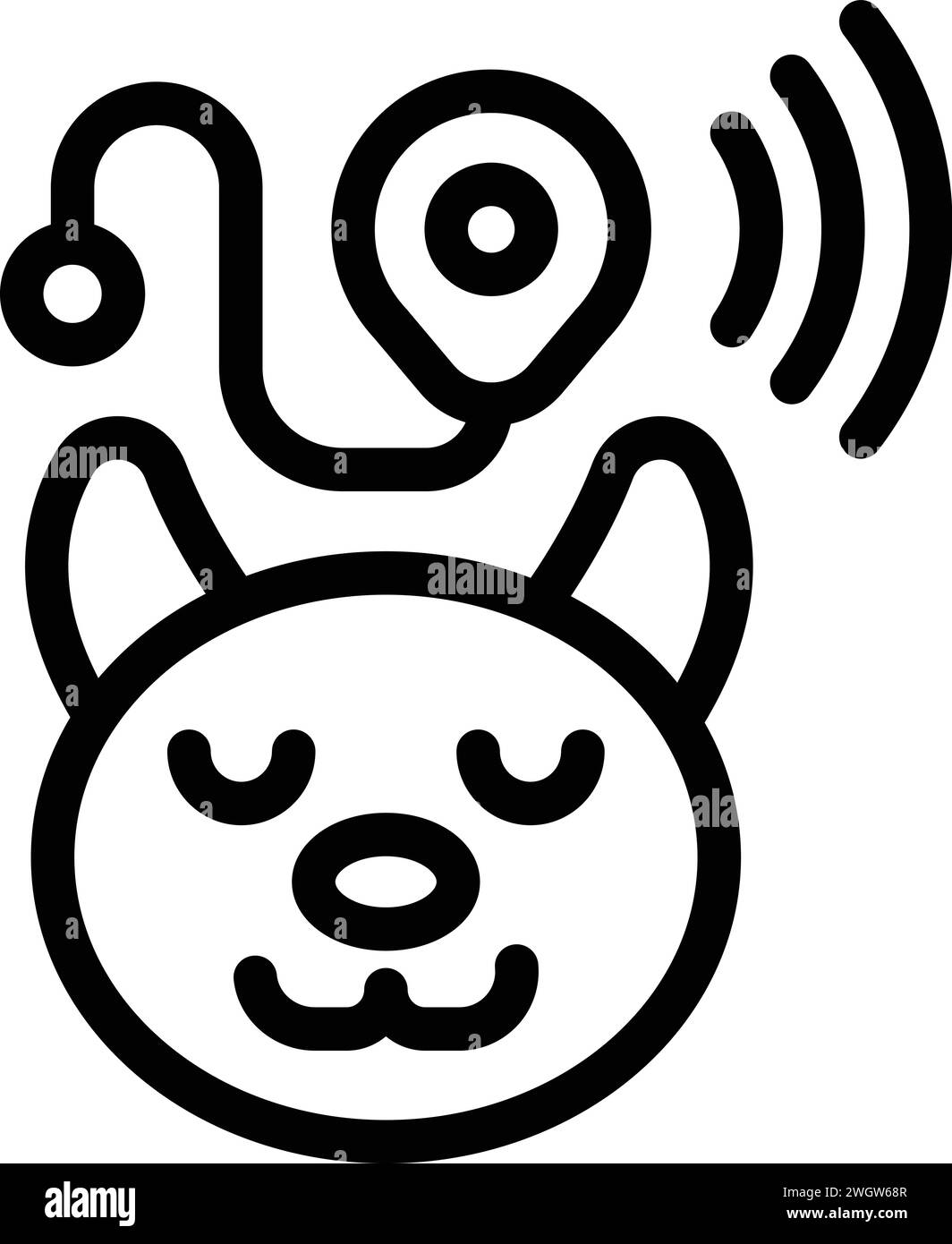 Urban pet tracker icon outline vector. Cat care. Collar alarm linear ...