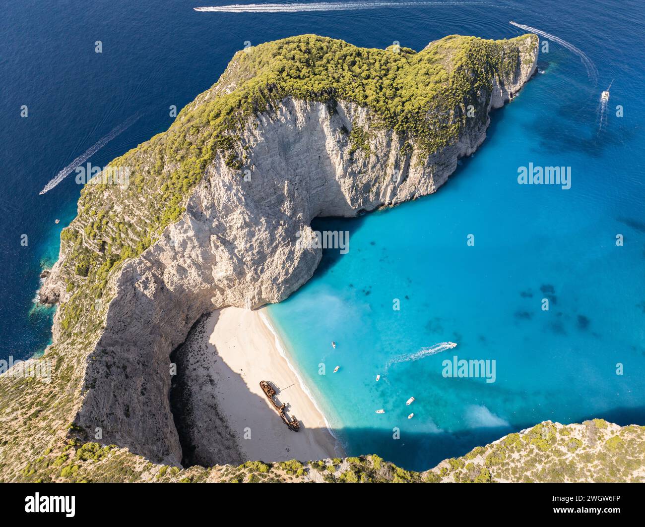 Aerial view of navagio beach shipwreck beach on zakynthos island hi-res ...