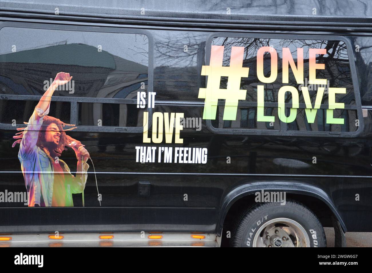 Berlin, Germany - February 3, 2024 - One Love van in front of The Adlon ...
