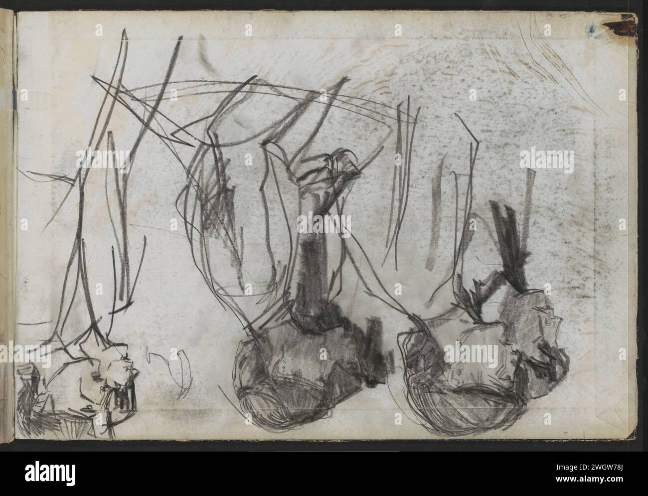 Three studies of two young women, in profile, c. 1886 - 1934 Schutblad ...
