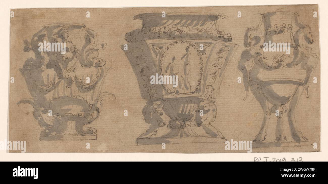 Three designs for vases, Carlo Bianconi (Circle of), c. 1780 - c. 1800 ...