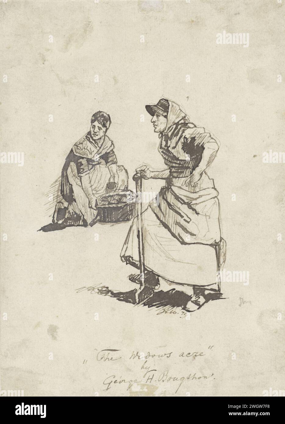 Standing woman and a kneeling woman, Johannes Abraham Hijt, after ...