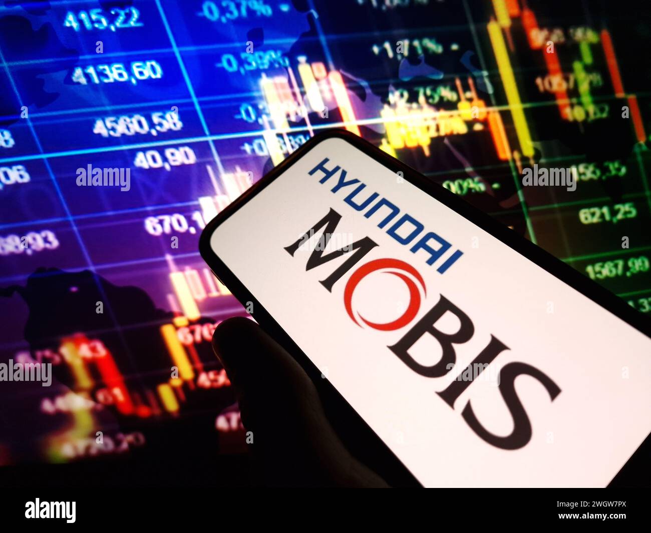 Konskie, Poland - February 05, 2024: Hyundai Mobis company logo ...