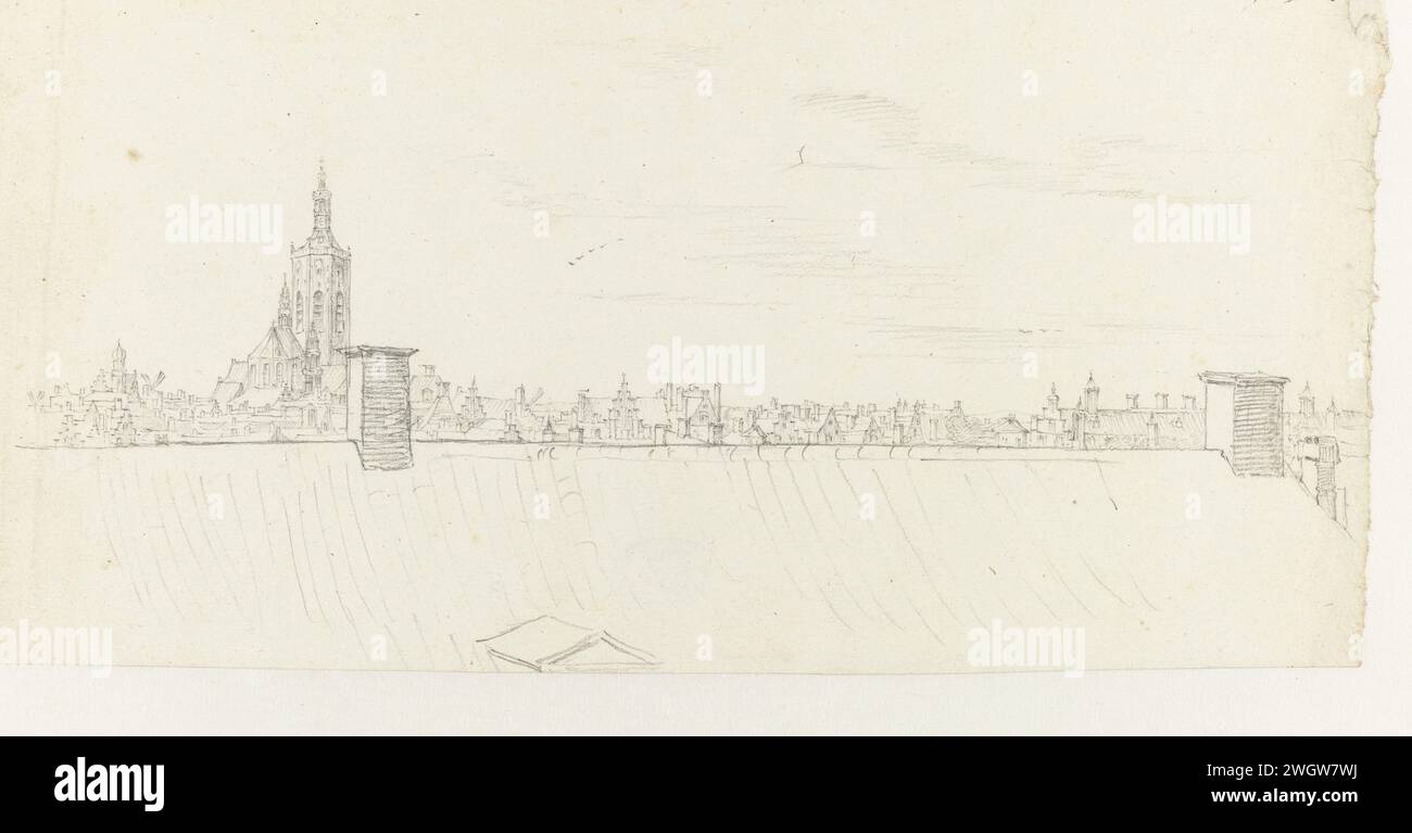 View of The Hague, Constantijn Huygens (II), 1658 drawing paper. chalk ...