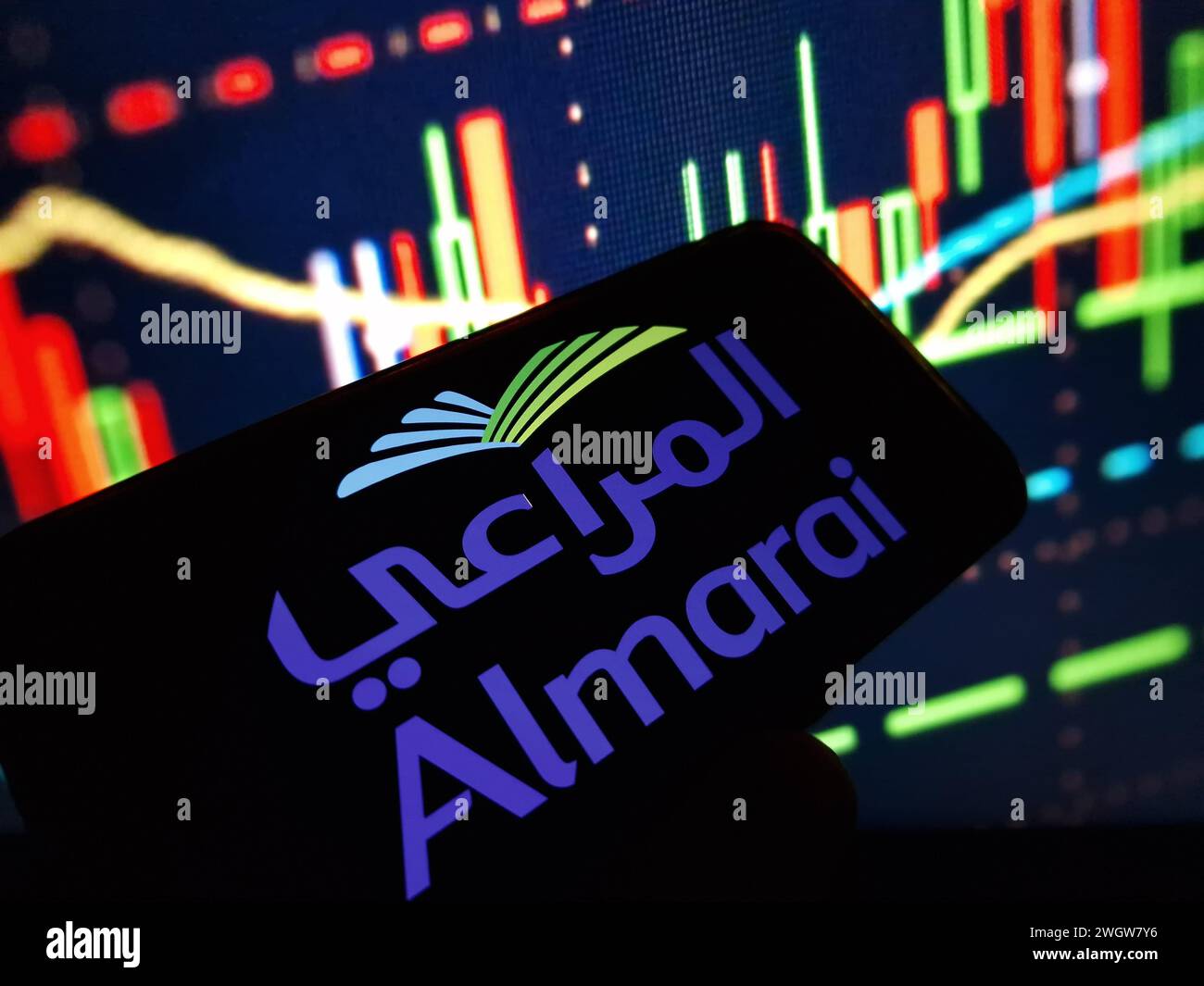 Konskie, Poland - February 05, 2024: Almarai company logo displayed on ...