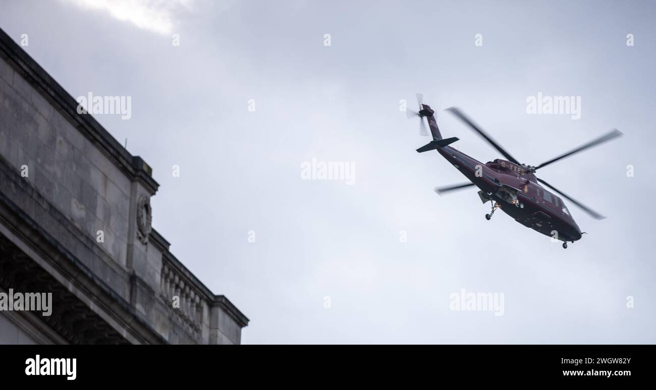 London UK 6th Feb 2024 HRH Prince Harry followed by their Majesties The ...