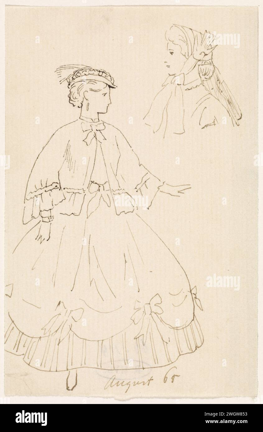 Two costume studies, Willem de Famars Testas, 1865 drawing Japon with ...