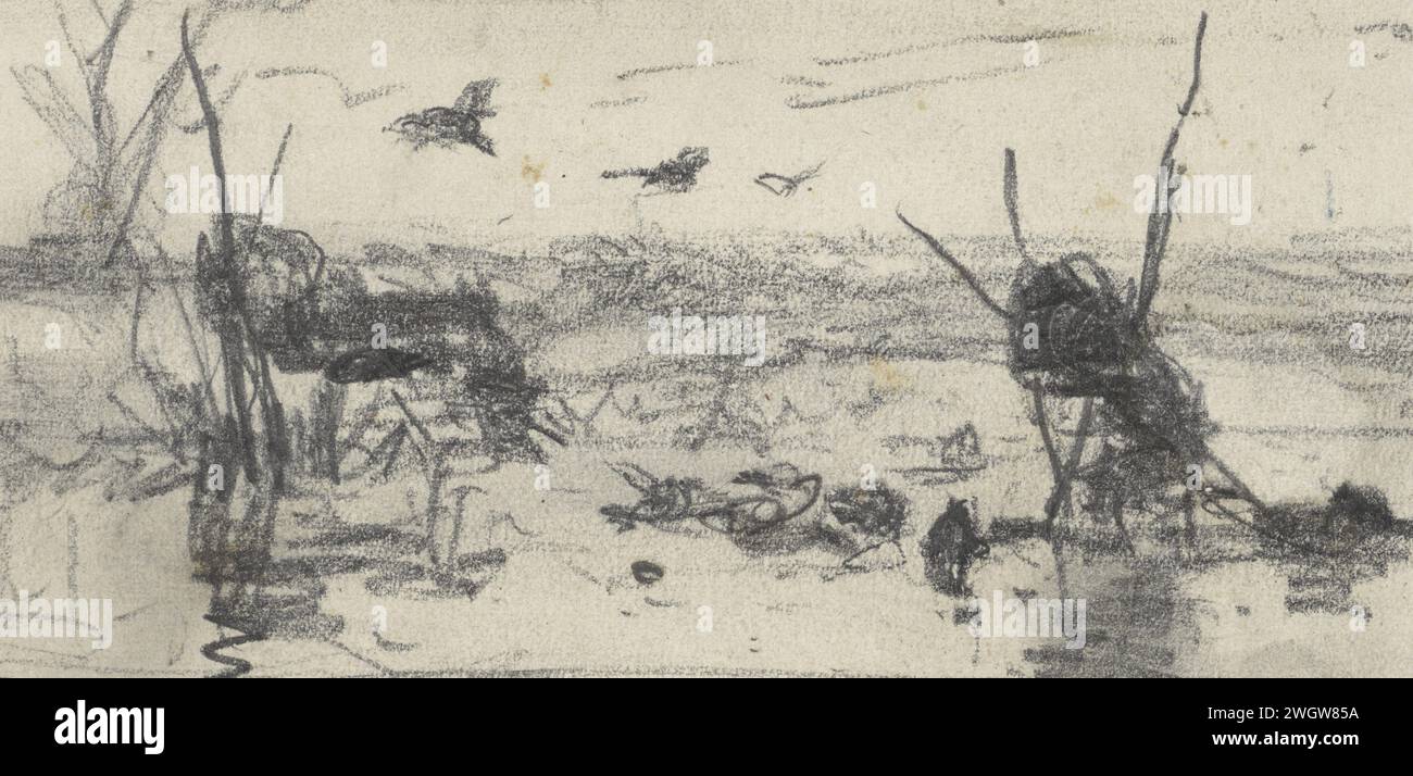 Duck decoys in a water feature, Willem Roelofs (I), 1832 - 1897 drawing ...