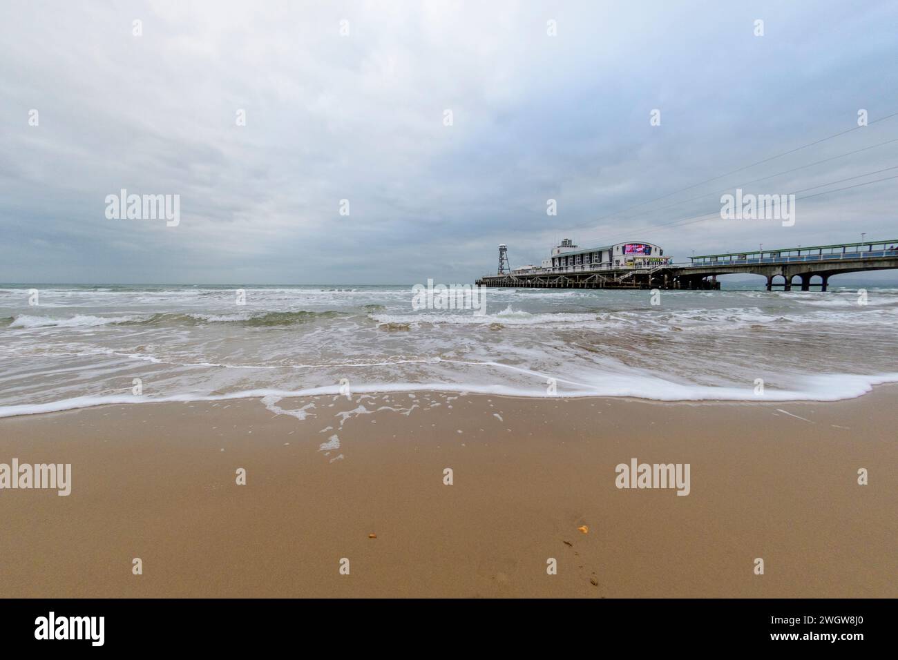 Bournemouth Pier and beach in February Stock Photo - Alamy