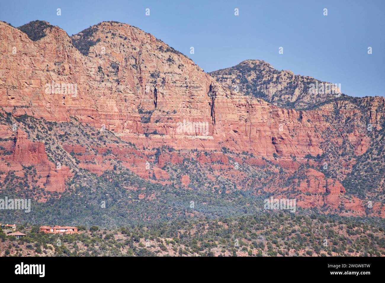 Sedona Red Rock Cliffs and Desert Flora - Eye-Level View Stock Photo ...