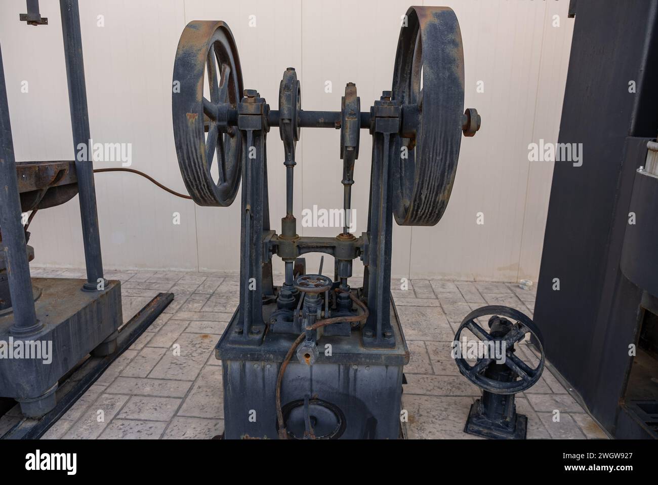 Olive oil museum. Traditional old olive oil press machines. Olive Oil ...