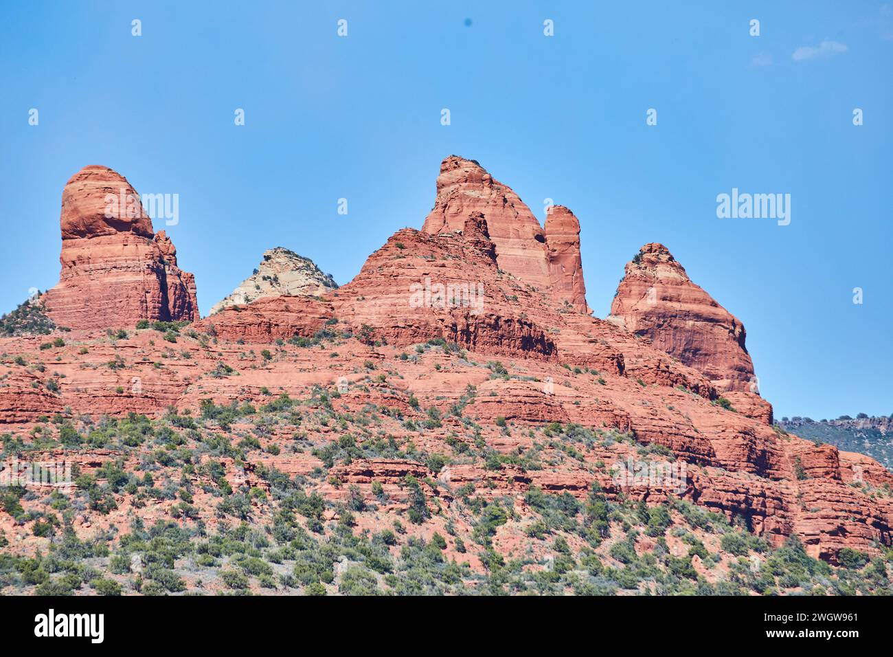 Sedona Red Rock Spires and Blue Sky - Arizona Desert Landscape Stock ...