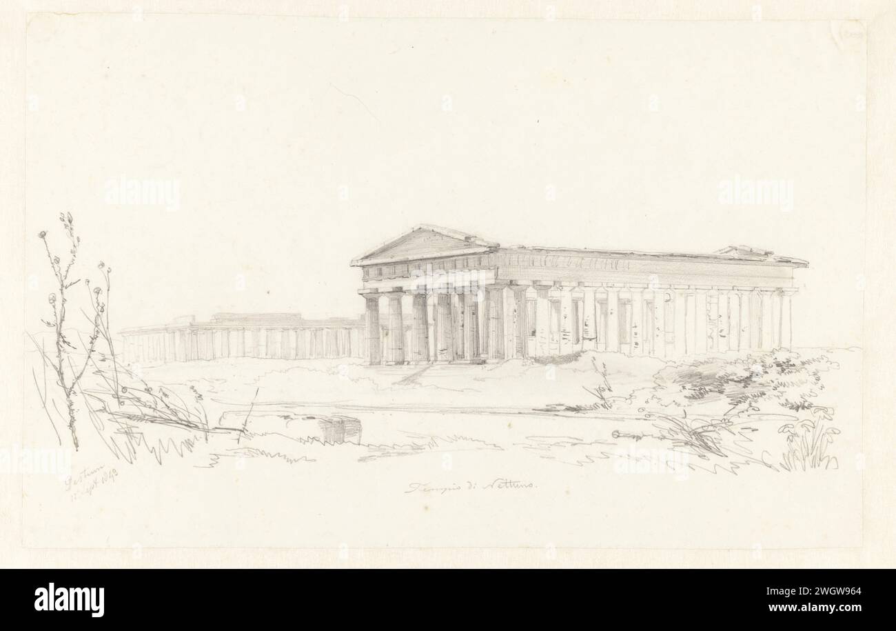 The Temple of Neptunus, Paestum, 1843 drawing Drawing from a group of ...