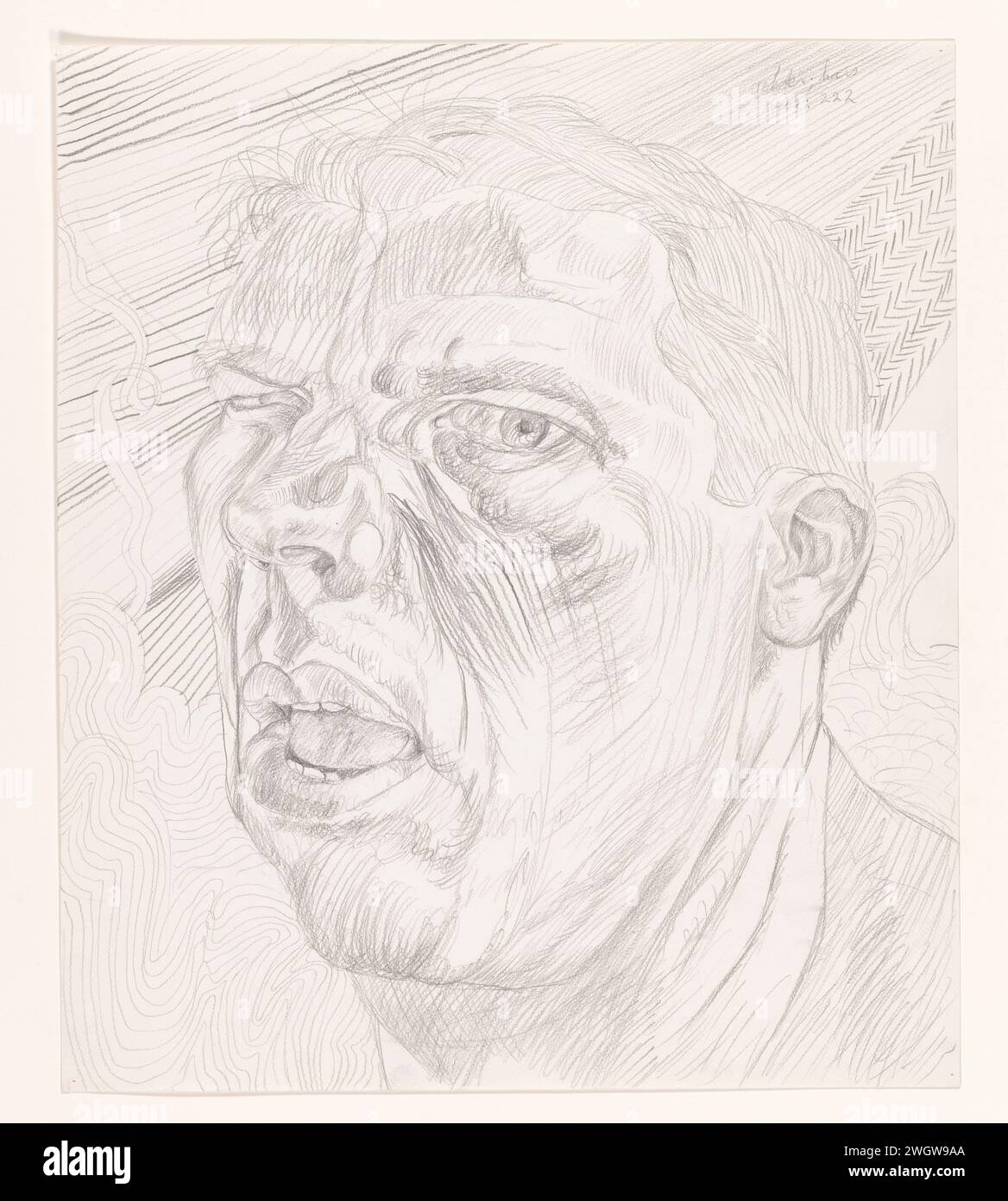 Self -portrait, Philip Akkerman, 1994 drawing ¾ and face shown self ...
