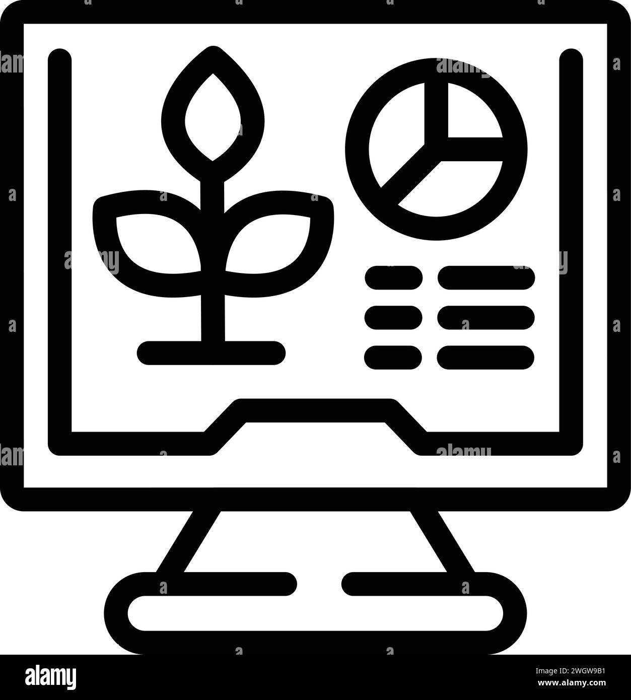 Monitor plant online icon outline vector. Food market. Work rice ...