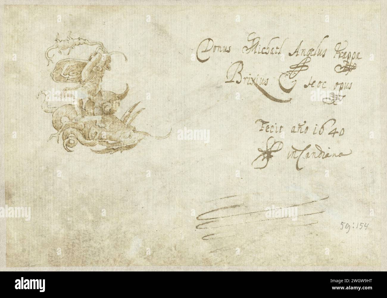 Boy standing on Monster, Donus Michael Angelus Trappa Brixius, 1640 ...