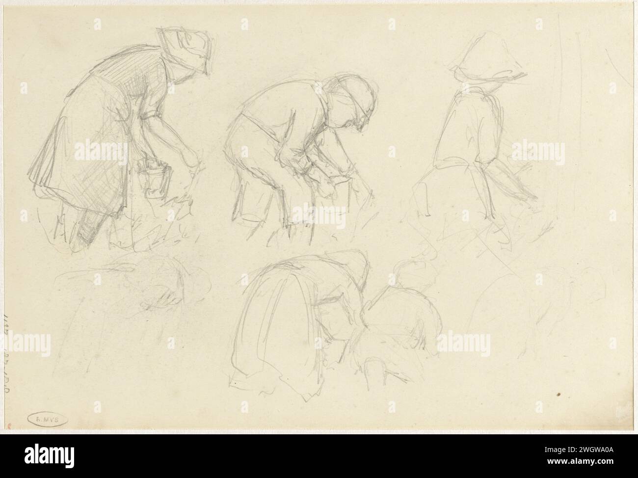 Blackberries (?) Seeking children, Jozef Israëls, 1834 - 1911 drawing ...