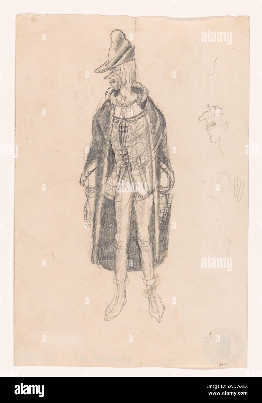 Lean man with X-legs, Henk Henriët, c. 1930 - c. 1949 drawing Standing ...