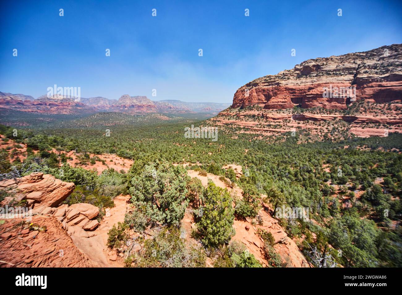 Sedona Red Rock Formations and Lush Greenery Panorama from Devils ...