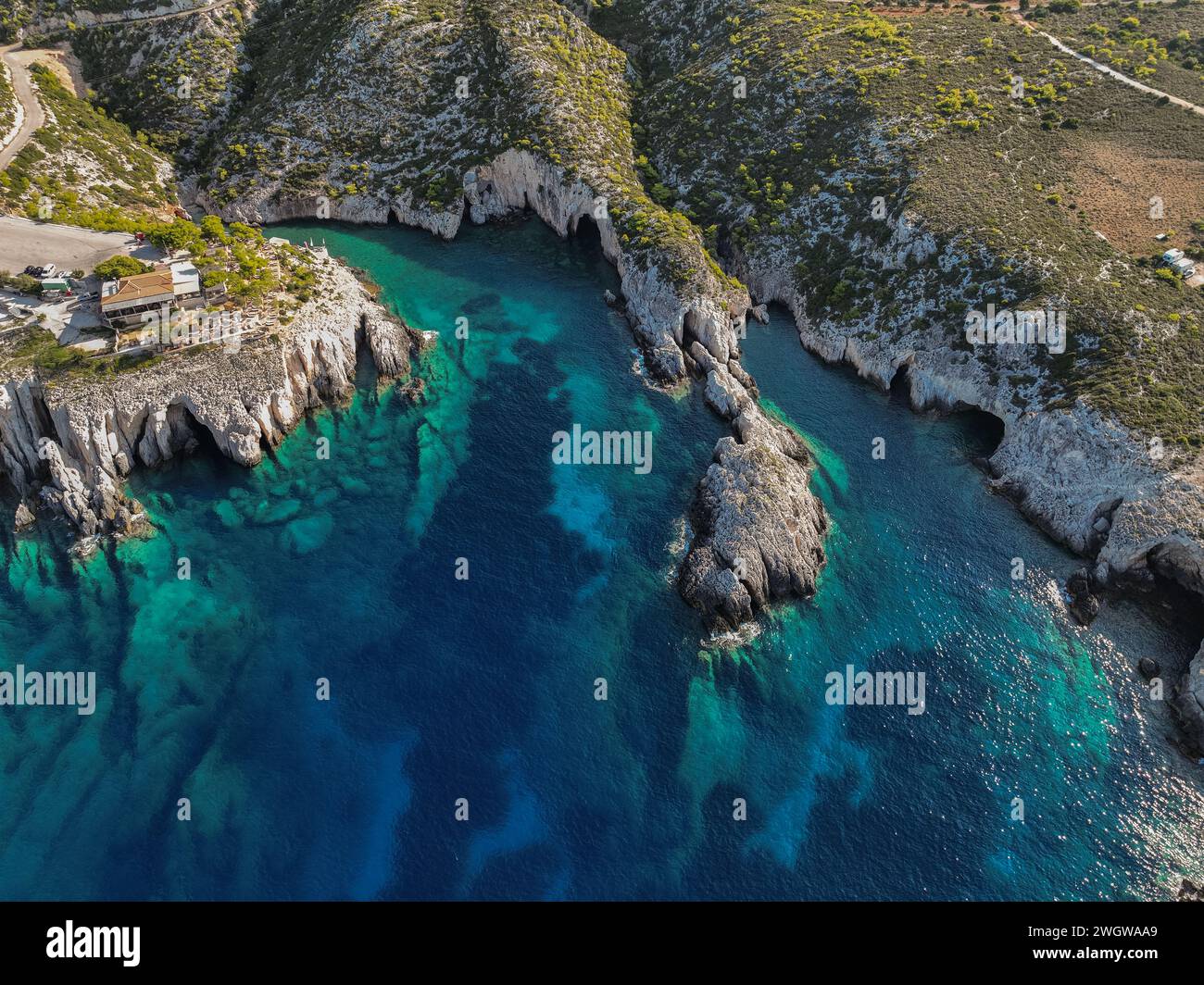 Porto Limnionas Beach Zakynthos Greece. Aerial drone View Of Porto ...