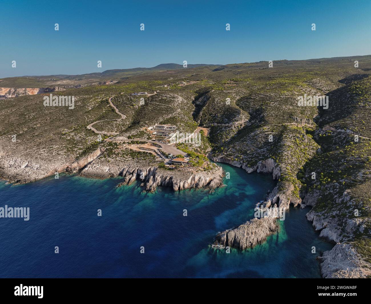 Porto Limnionas Beach Zakynthos Greece. Aerial drone View Of Porto ...