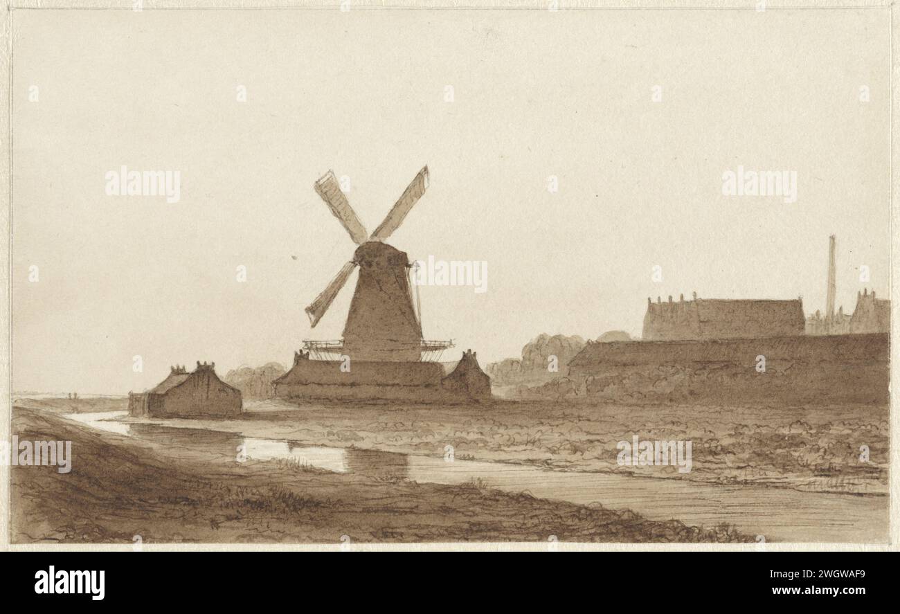 Mill at Het Bolwerk Het Blauwehoofd in Amsterdam, Hendrik Abraham ...