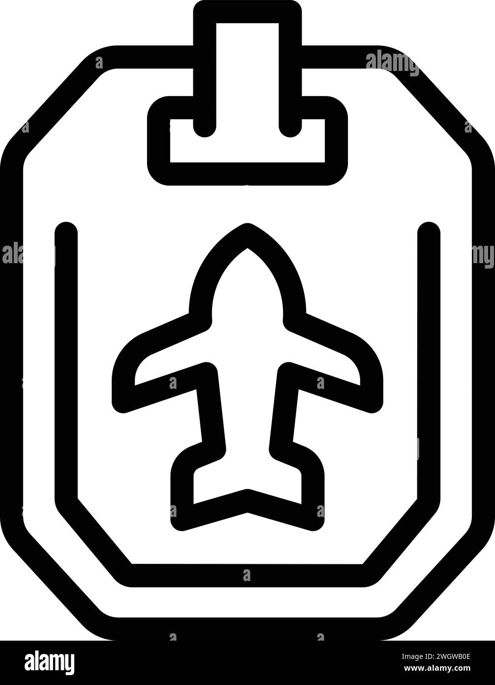 Airplane bag tag icon outline vector. Case depiction. Stamp label ...