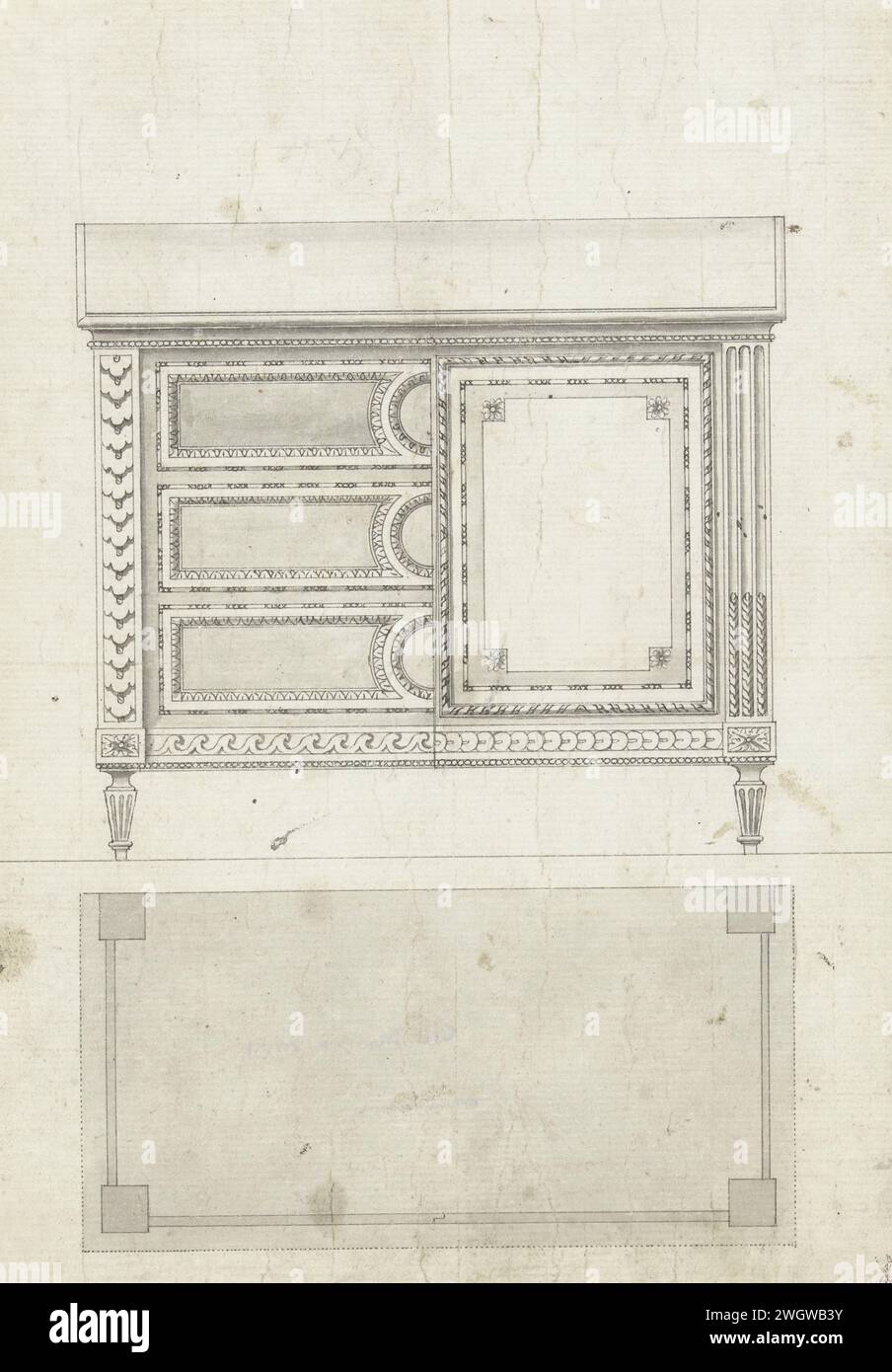 Design for a commode, with alternative with doors, Anonymous, 1775 ...