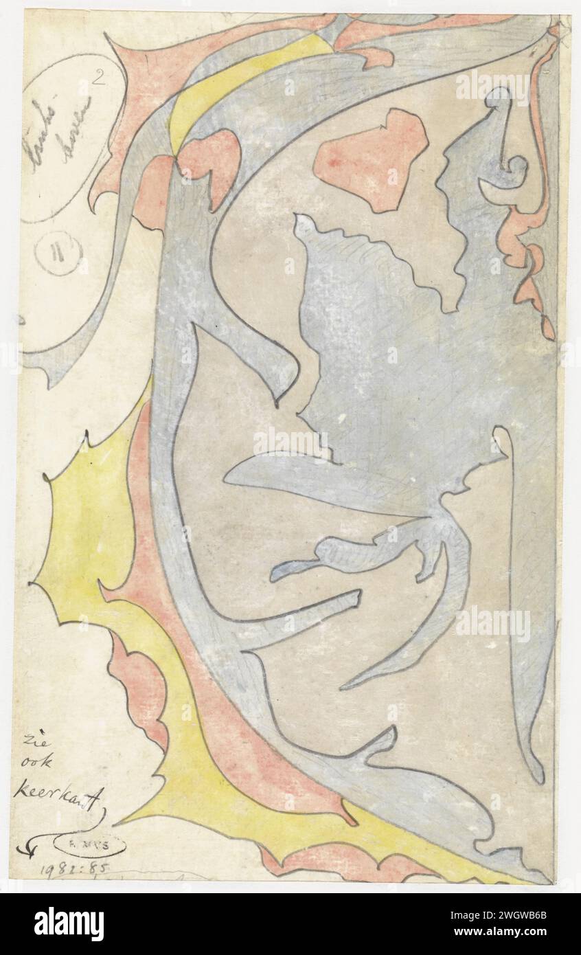 Floral Ornament, Theo Colenbrander, 1918 drawing Design for an earth ...
