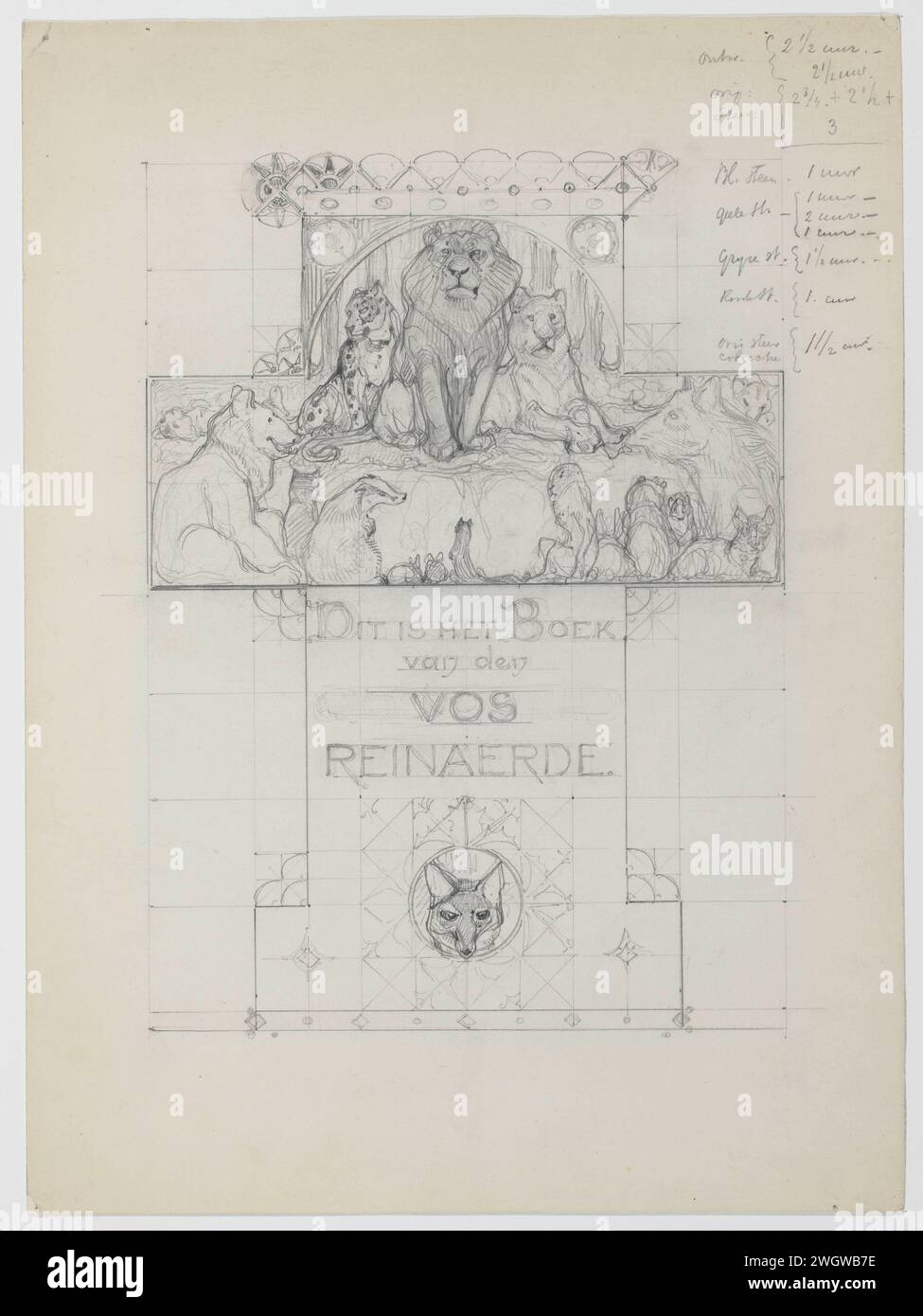 Design for title page of: Van den Vos Reinaerde, The Meeting of Animals ...