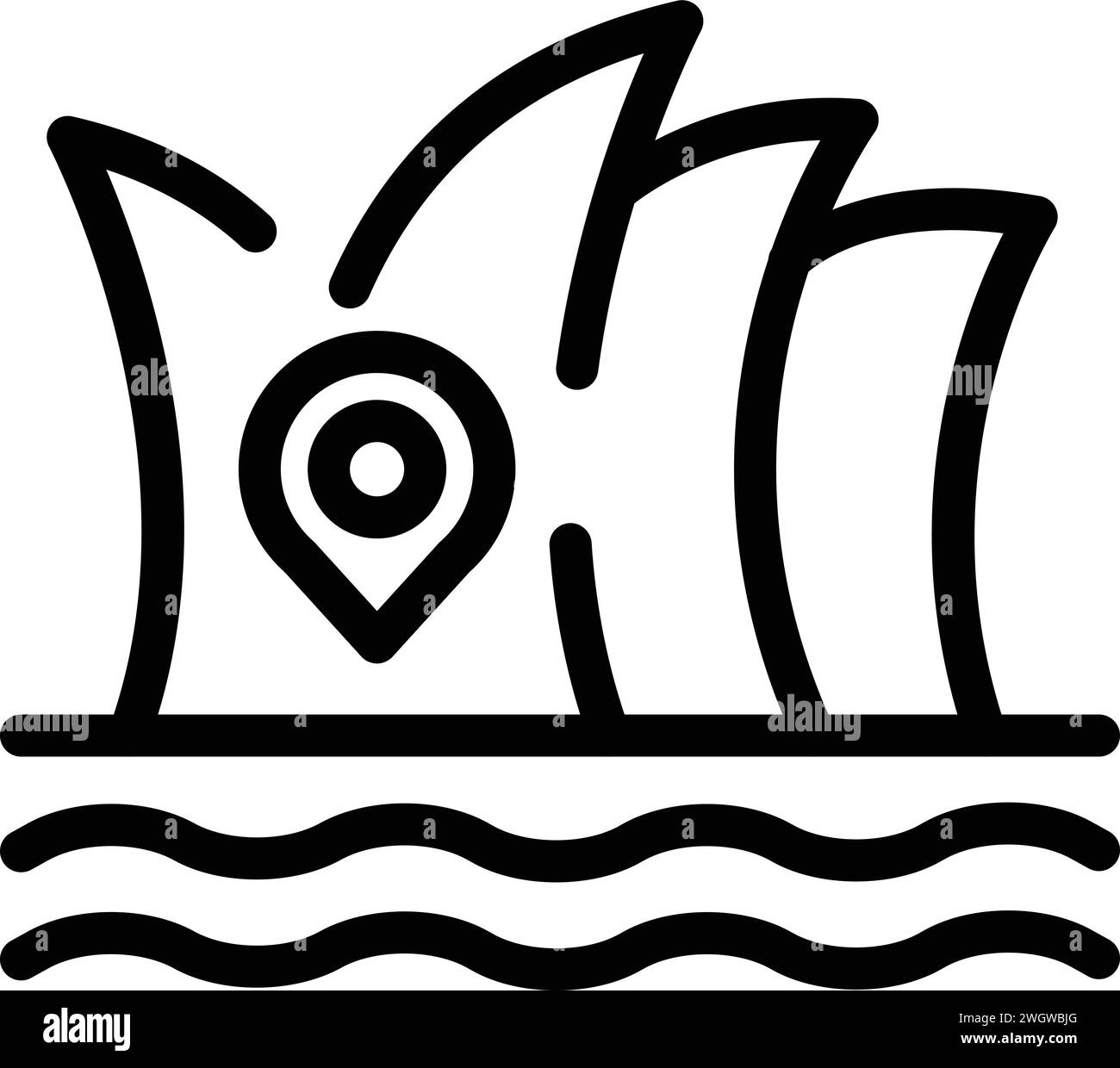 Sydney global location icon outline vector. Place tower opera. Culture ...