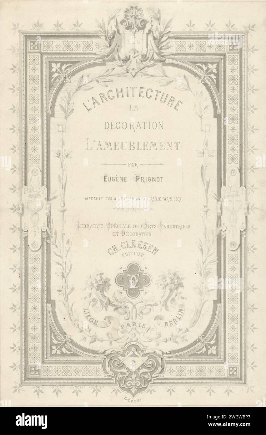 Titelblad voor architecture, decoration, furnishings, Alexandre Eugène ...