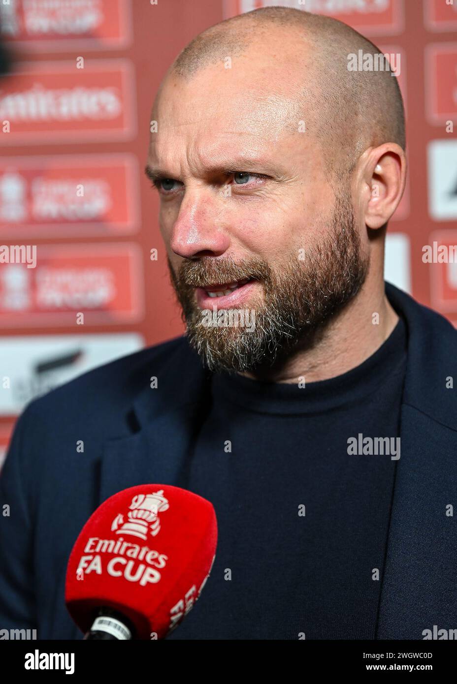 Head coach of Plymouth Argyle Ian Foster is beeing interviewed by BBC ...