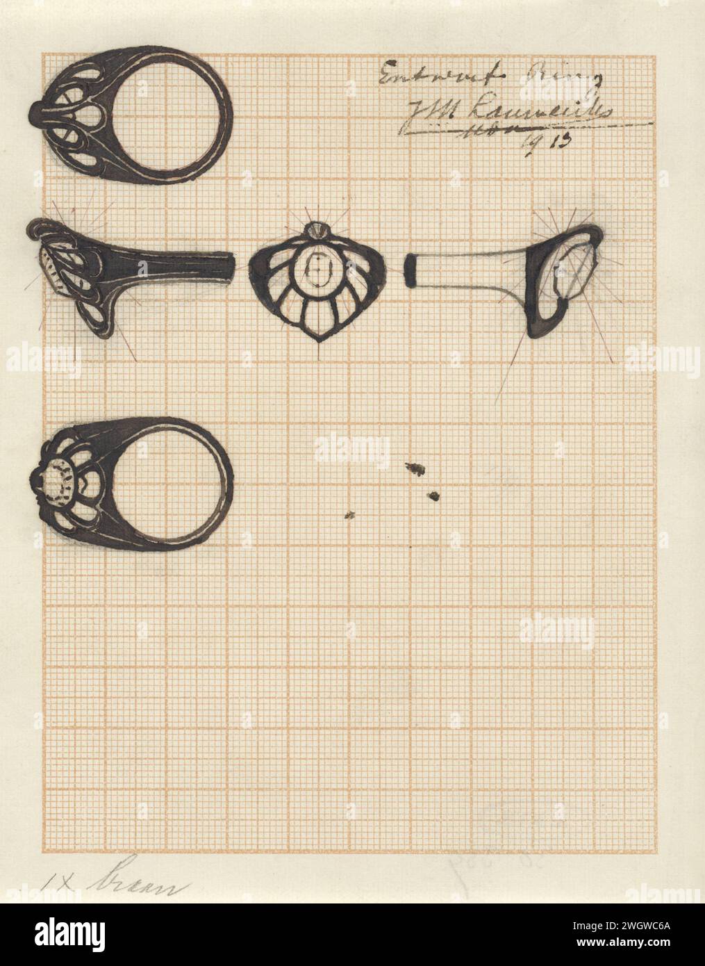 Designs for Ringen, Mathieu Lauweriks, 1913 drawing Design for a piece ...