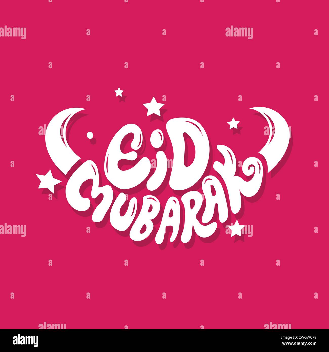 Eid Mubarak creative typography concept with star icon on red ...