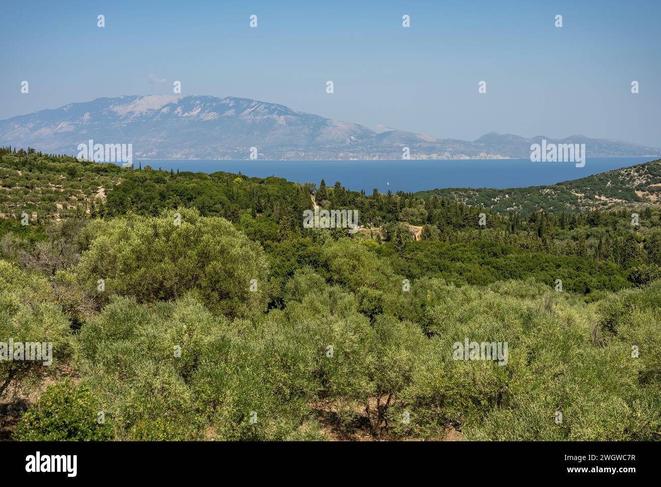 Cape Skinari With Views Across The Sea To Kefalonia, Zakynthos. Greece ...