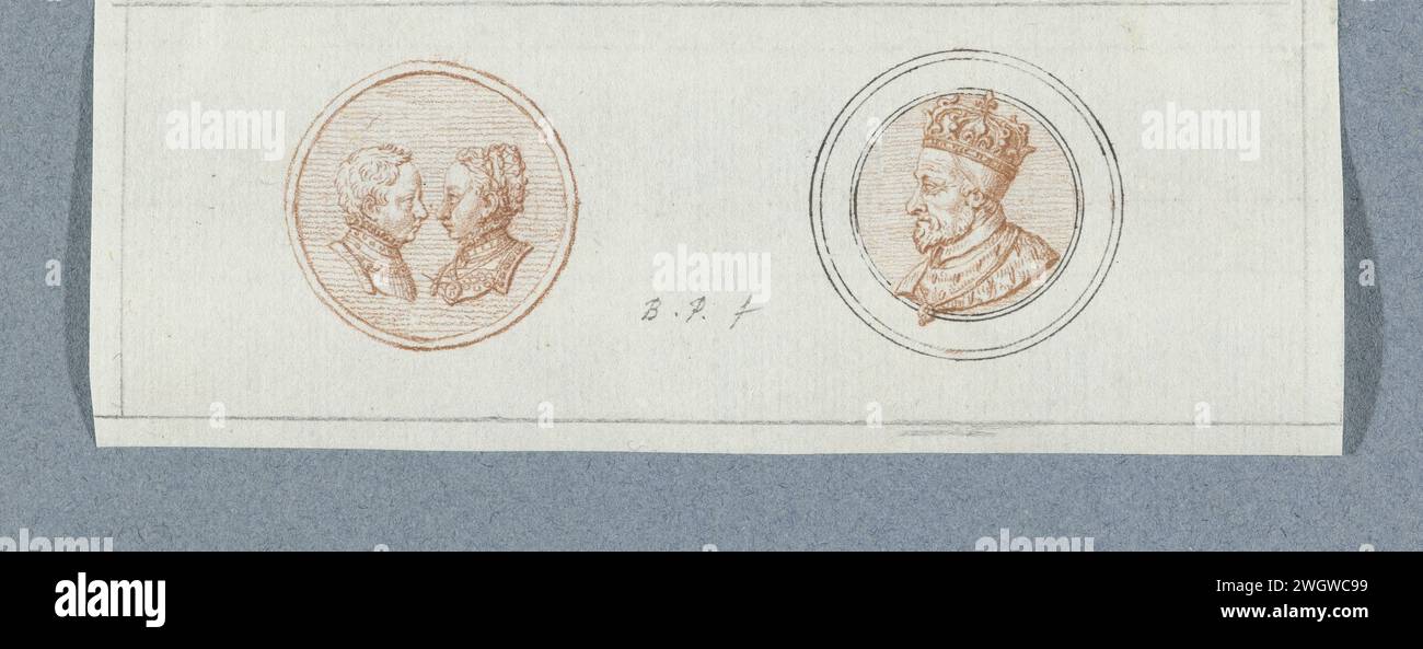 Front and back of a medal with portraits of the Dauphin's French and ...