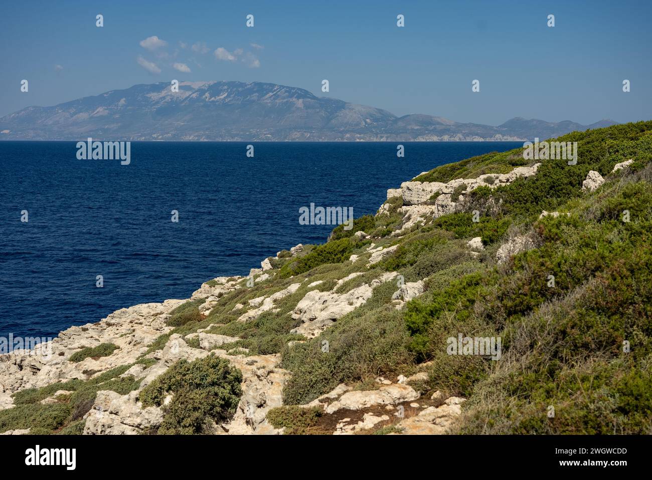 Cape Skinari With Views Across The Sea To Kefalonia, Zakynthos. Greece ...