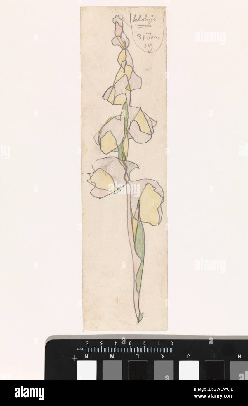Klokjes, Theo Colenbrander, 1919 drawing Design for an earth work ...