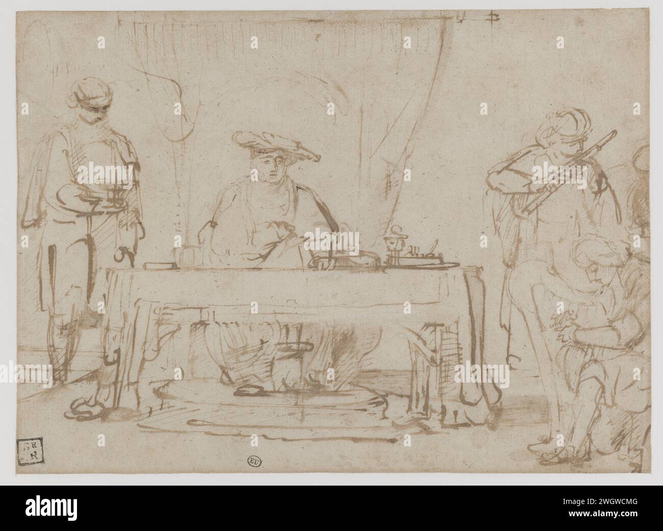 David Playing his Harp before Saul, with a Servant and Other Musicians ...