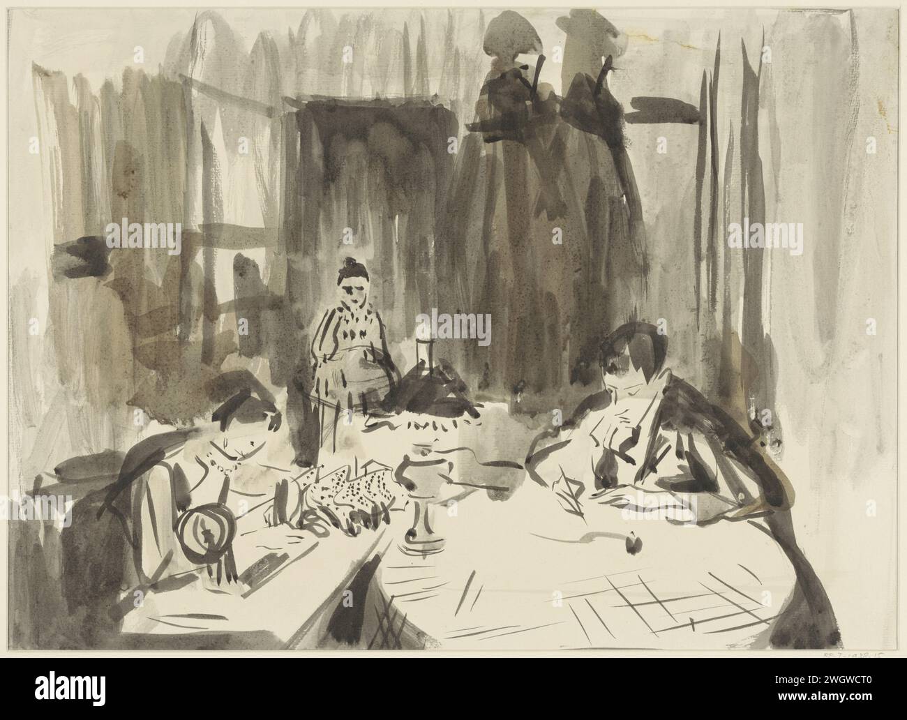 Interior with three figures in lamb obligation, Rik Wouters, c. 1915 ...