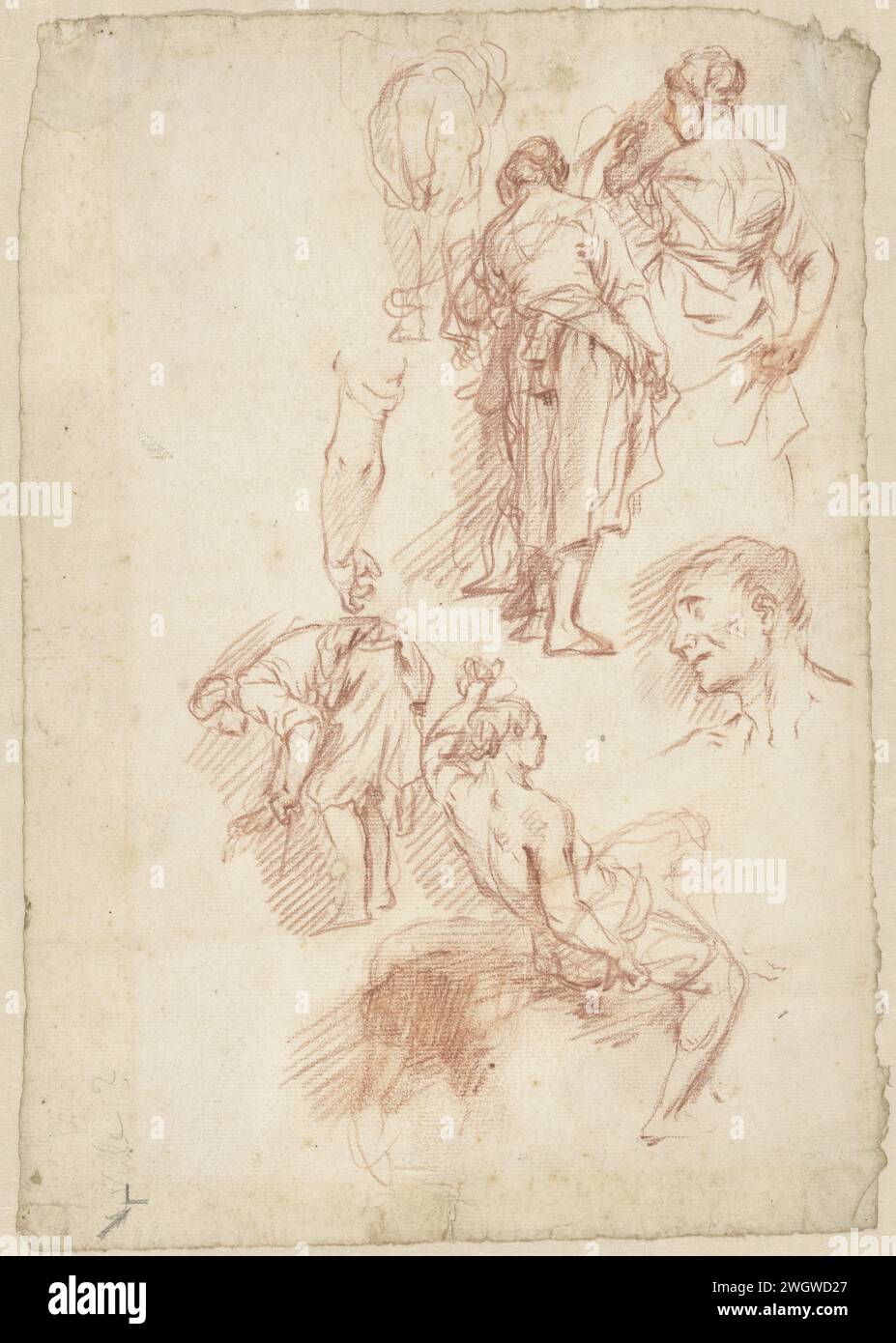 Figure Studies, Anonymous, 1700 - 1800 drawing France paper. chalk ...