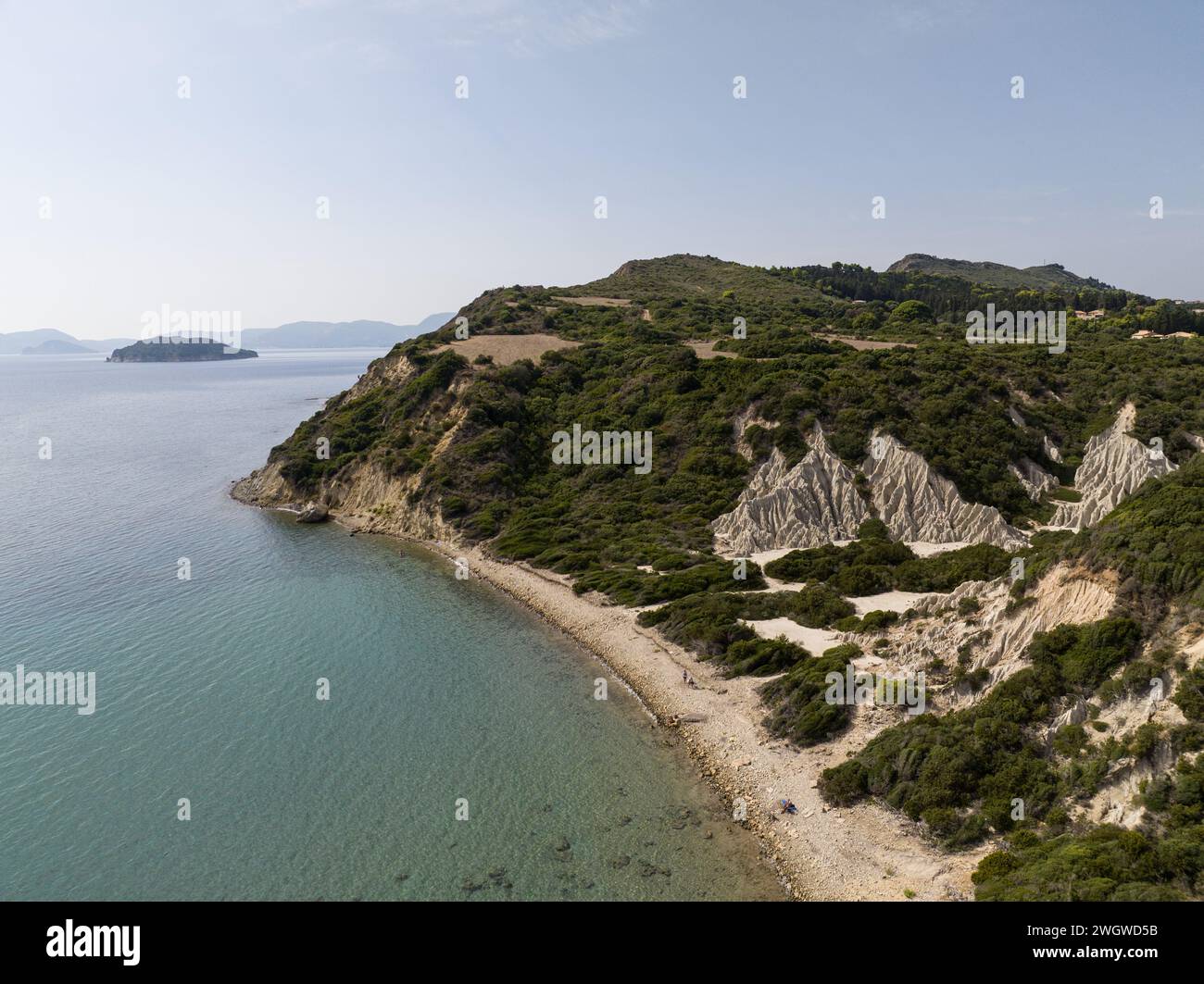 Aerial drone view of White Sandstone Formations and Gerakas Beach ...