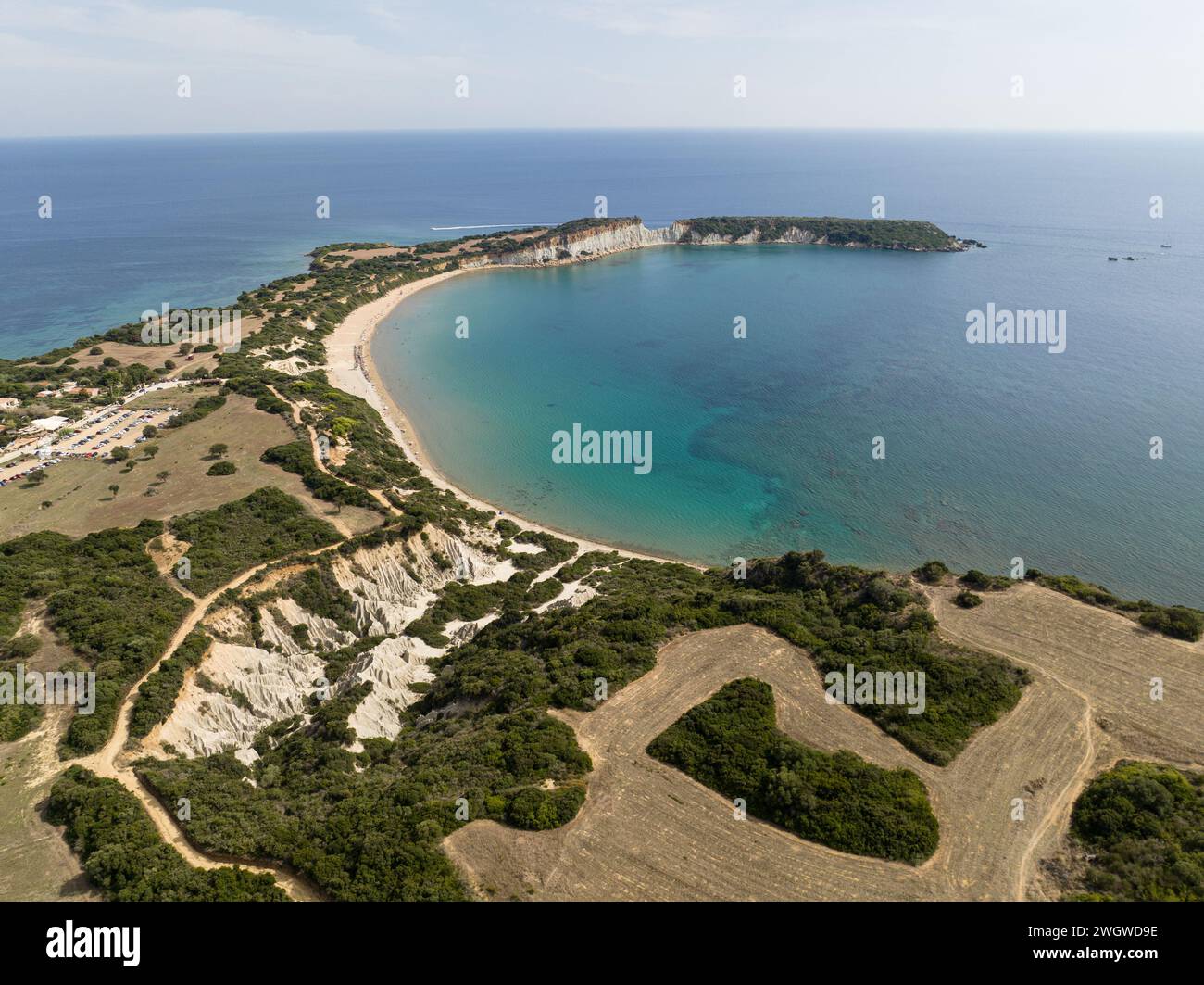 Aerial drone view of White Sandstone Formations and Gerakas Beach ...