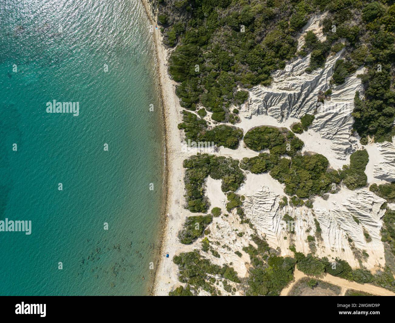 Aerial drone view of White Sandstone Formations and Gerakas Beach ...